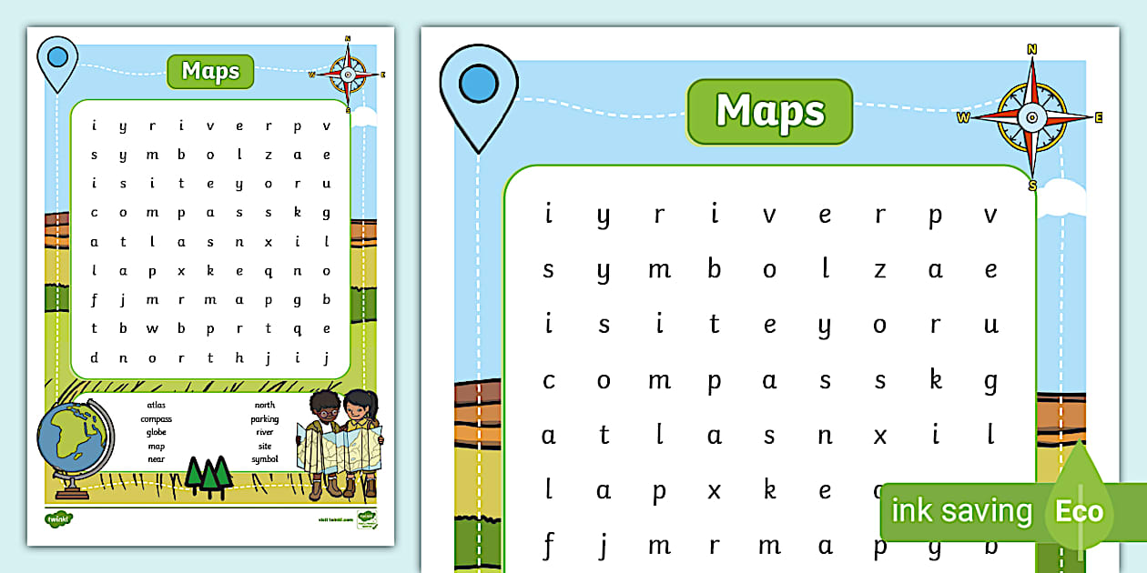 Maps Vocabulary Word Search (teacher made) - Twinkl