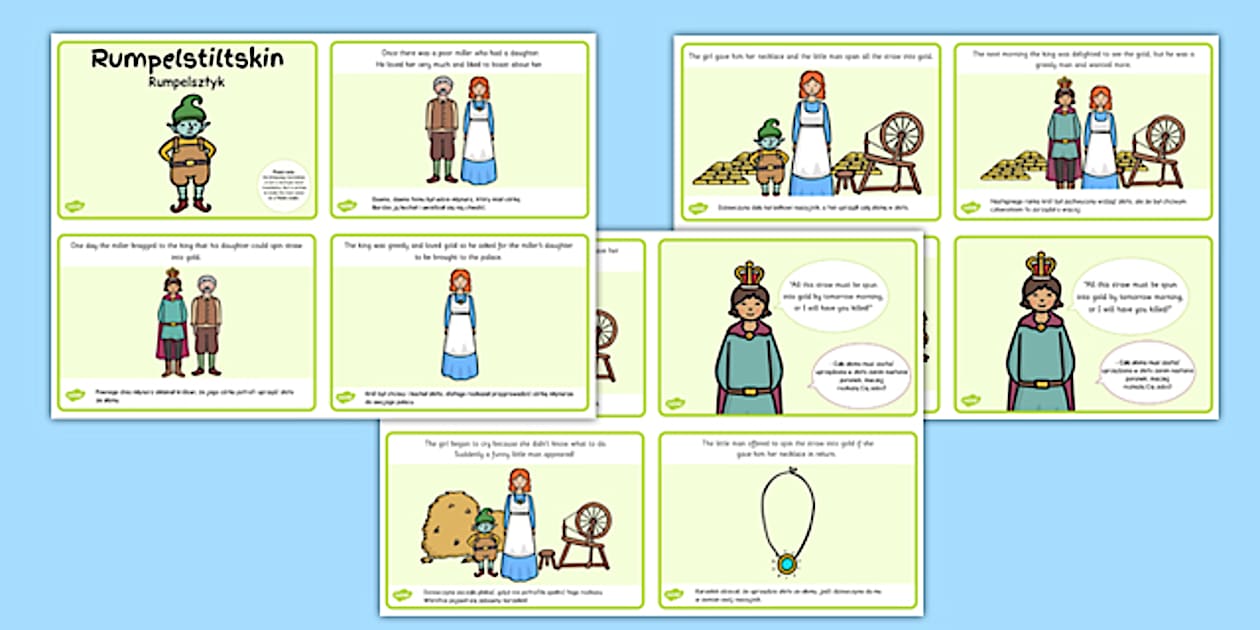 Black and White Rumpelstiltskin Story Sequencing 4 per A4 Polish ...