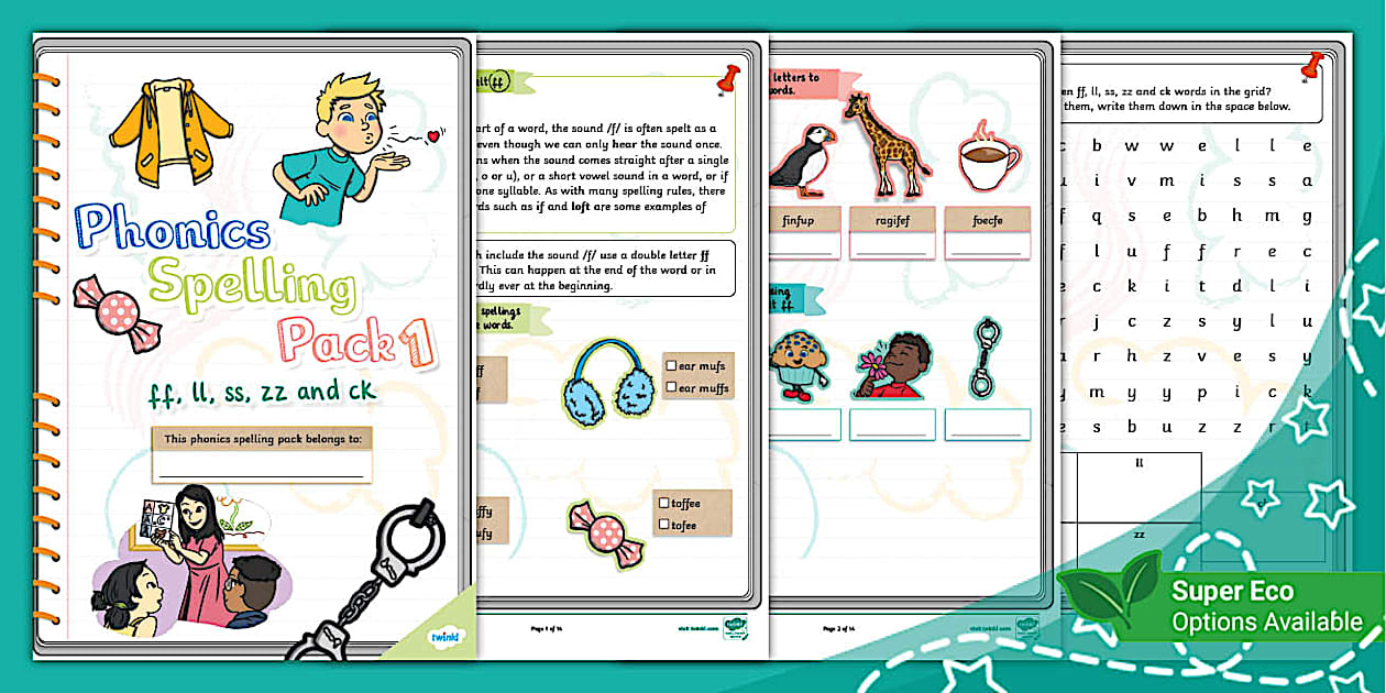 Year 1 Phonics Spelling Pack 1: ff, ll, ss, zz and ck