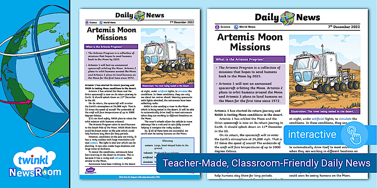 Artemis Moon Missions | News for Kids (teacher made)