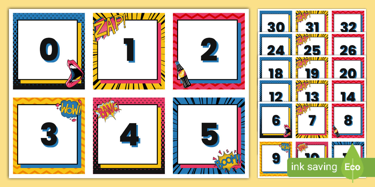 * NEW * POP Art! Themed Square Number Cards - Twinkl