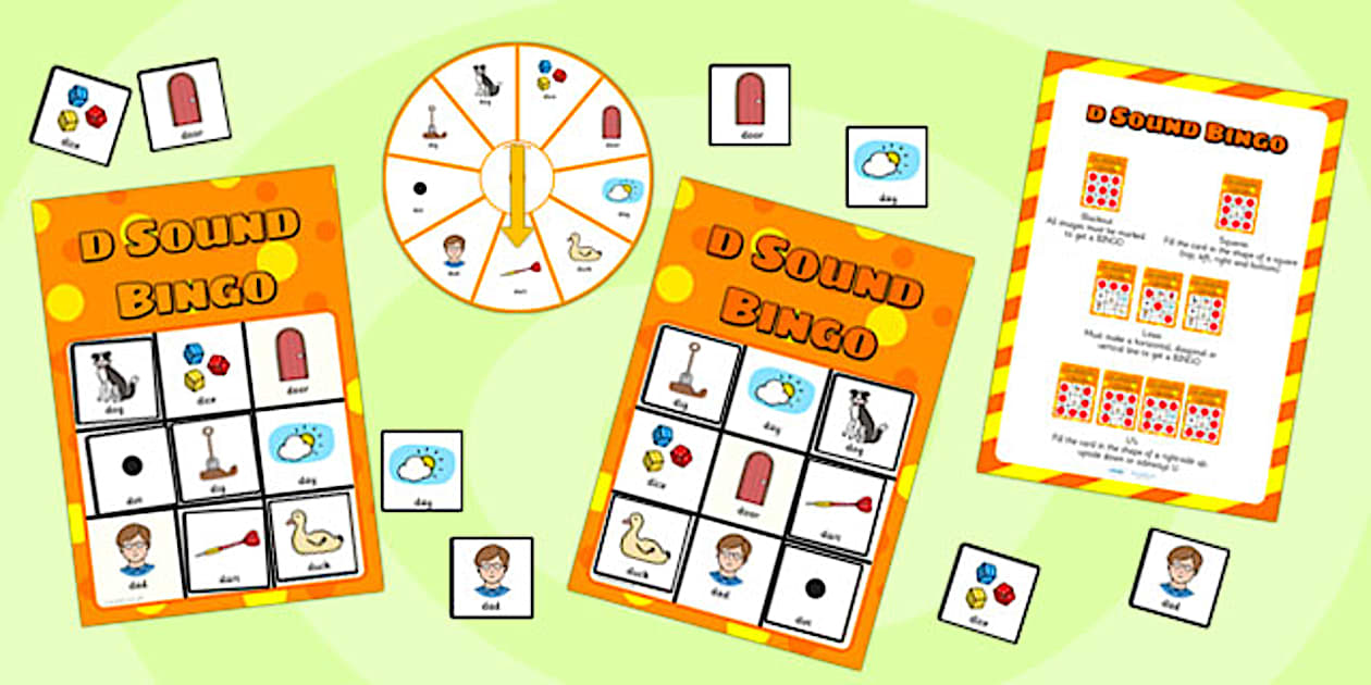 d Sound Bingo Game with Spinner (teacher made) - Twinkl
