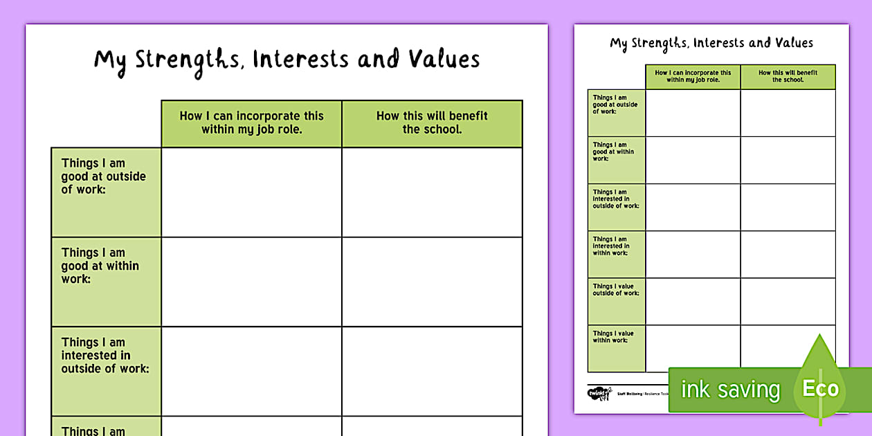 Staff Values Worksheet (teacher made) - Twinkl
