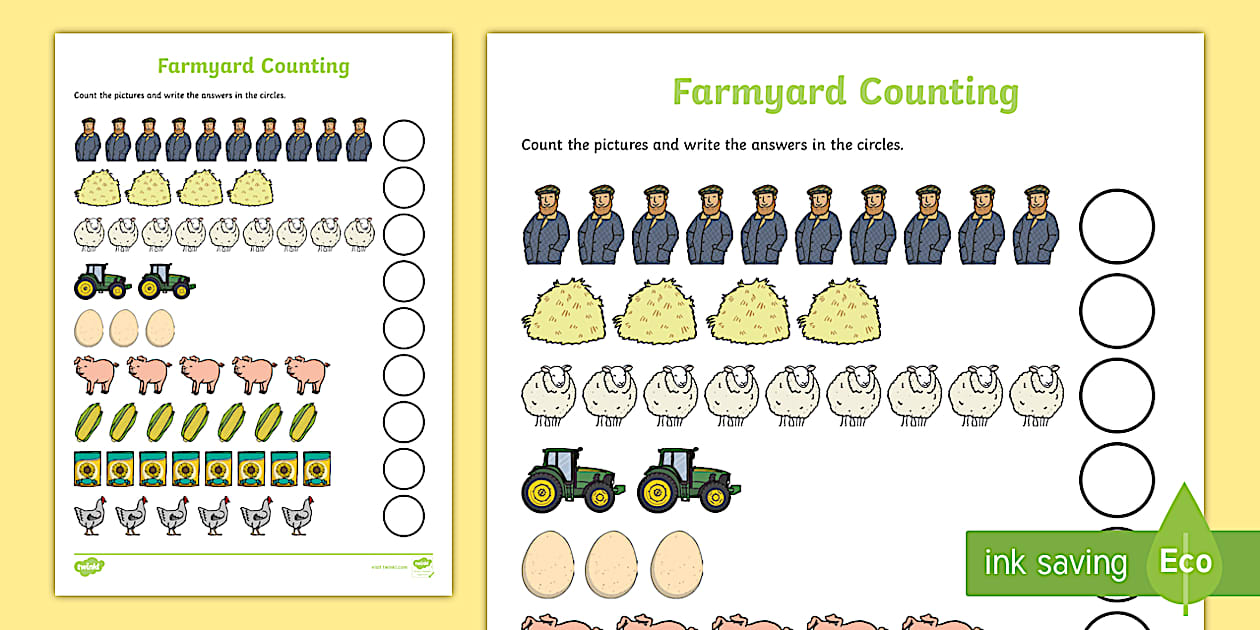 My Counting Worksheet (Farm Animals) (teacher made) - Twinkl