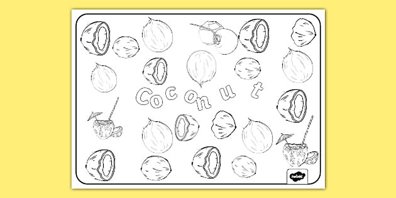 Coconut Doodle Colouring Page (teacher made) - Twinkl