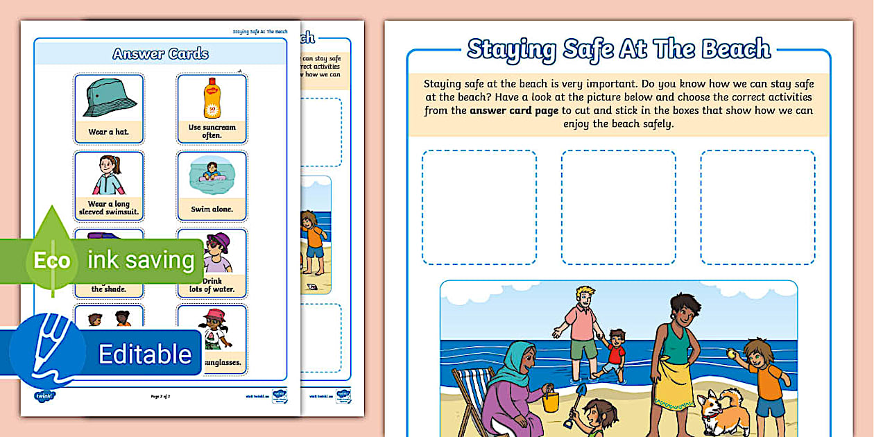 Staying Safe At The Beach Activity (teacher made) - Twinkl