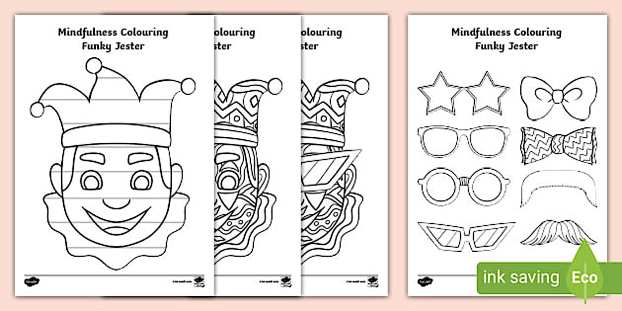 April Fools' Day Funky Jester Mindfulness Colouring