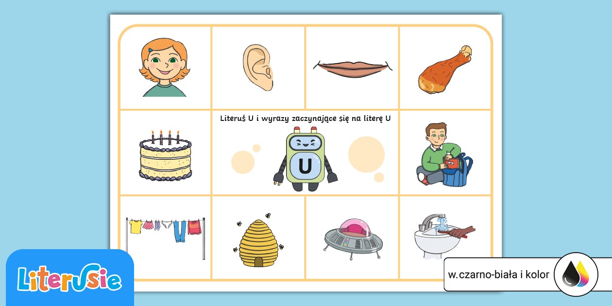 Literuś U | Plansza ze słowami | Co się zaczyna na literę U