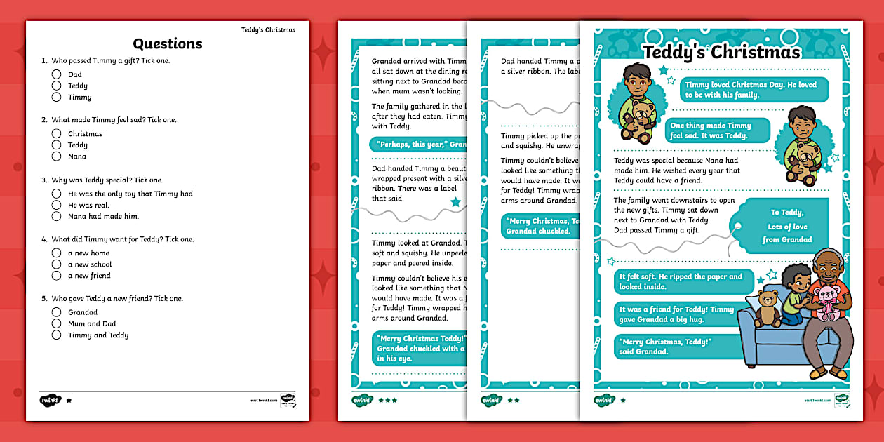 KS1 Teddy's Christmas Differentiated Reading Comprehension