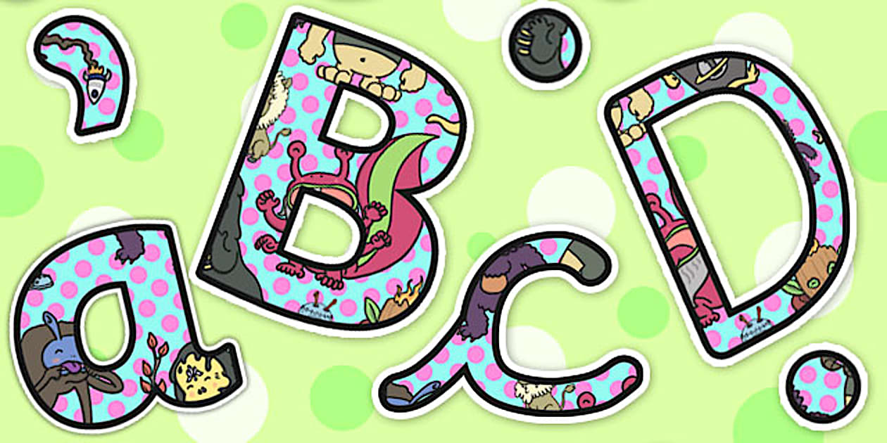 Cursive Monster Themed Size Editable Display Lettering