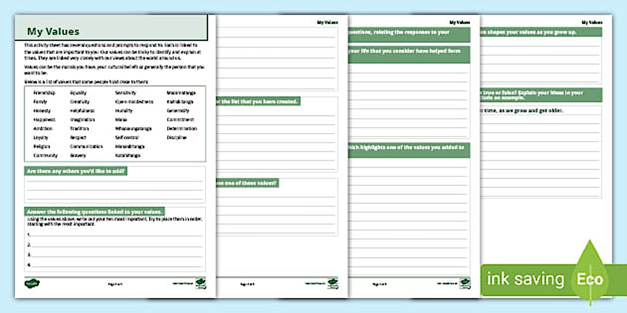 Years 7 and 8 Social Science Do Skills My Values - Twinkl