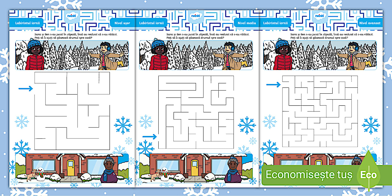 Labirintul iernii - Fișe de activitate | Twinkl România