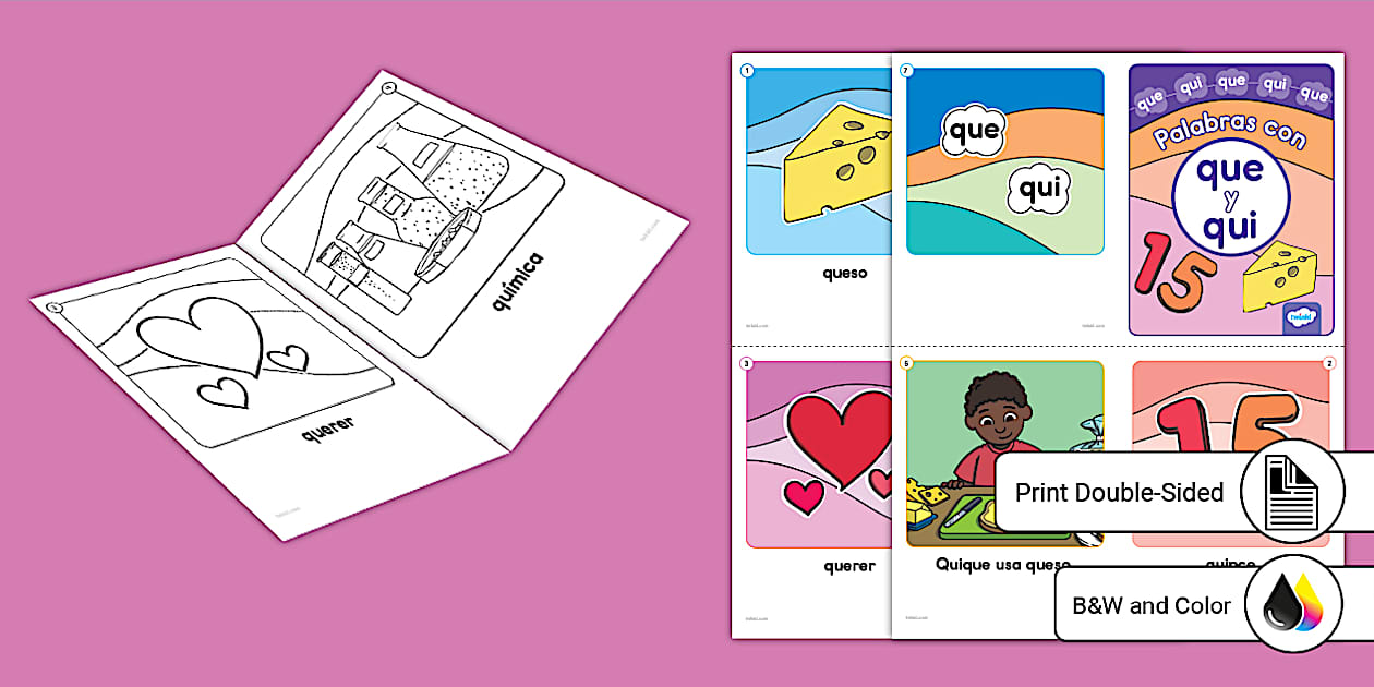 Libros fonéticos - Palabras con que y qui - Twinkl