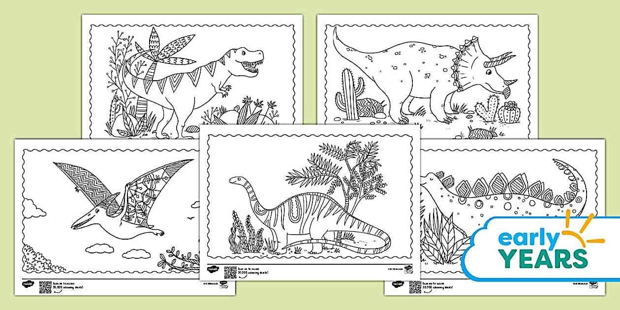 Dinosaur-Themed Mindfulness Colouring Pages (Teacher-Made)