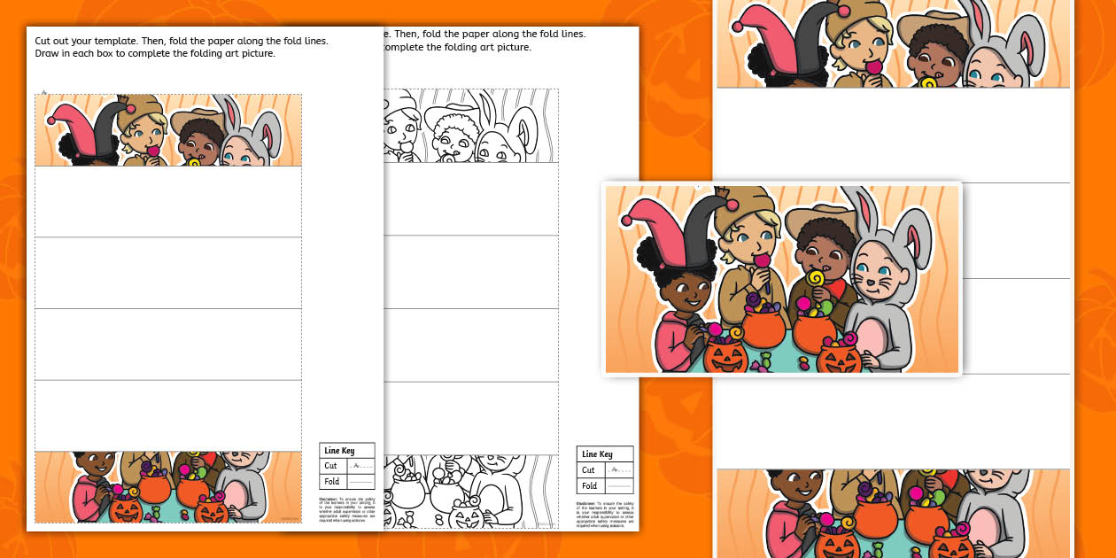 Halloween Fun Folding Art Template (Teacher-Made) - Twinkl