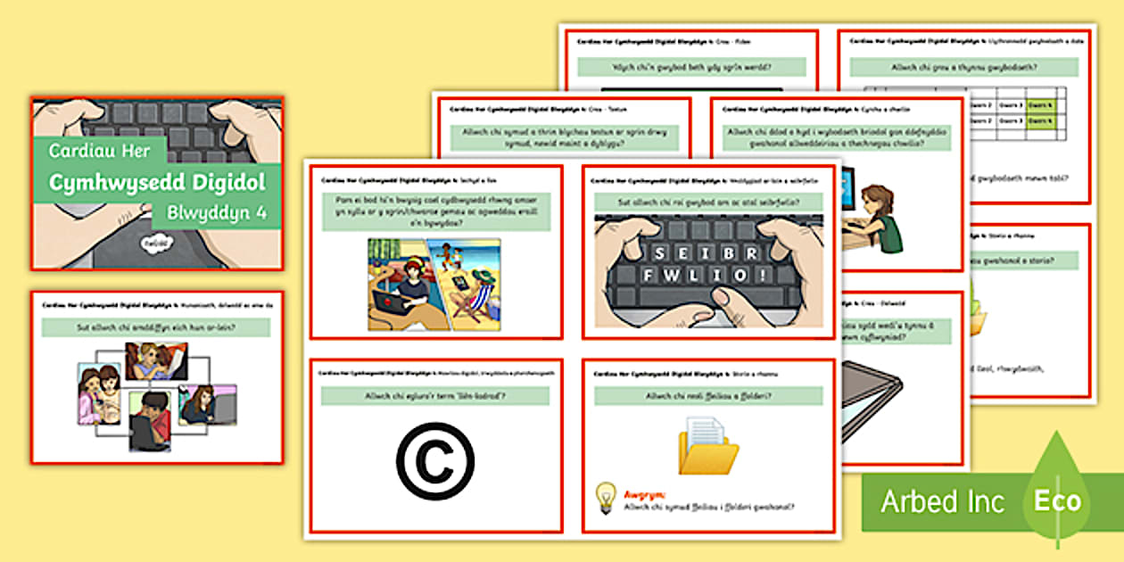 Cardiau Her Cymhwysedd Digidol Blwyddyn 4