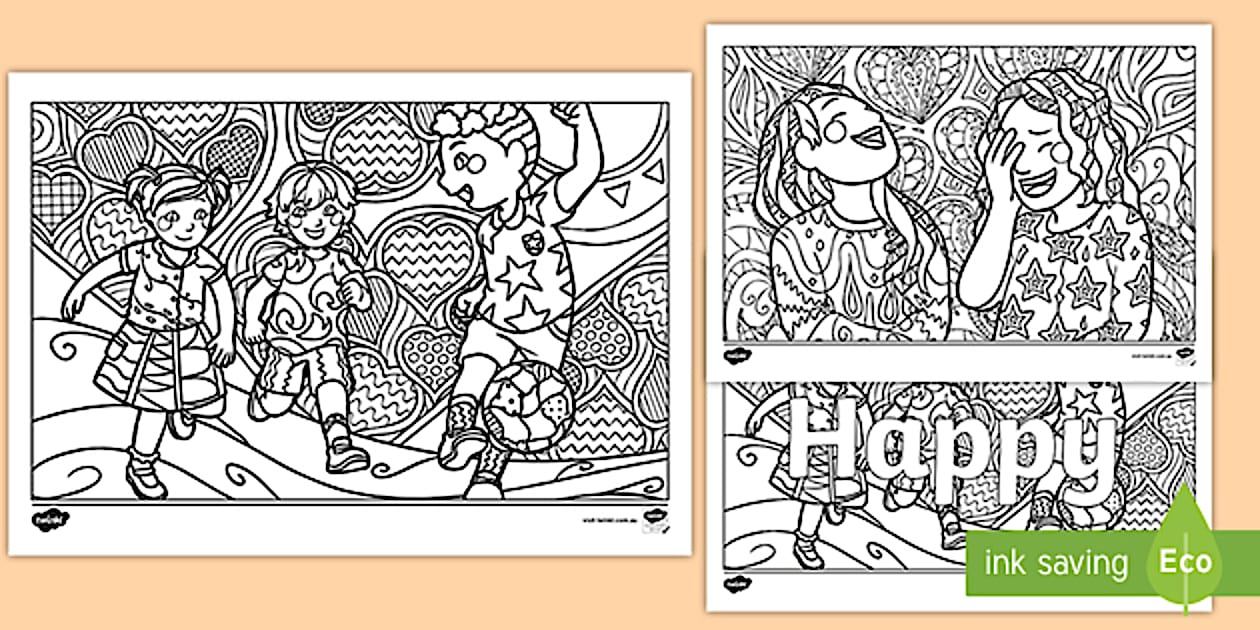 Friendship and Feelings Mindfulness Colouring Pages - Twinkl
