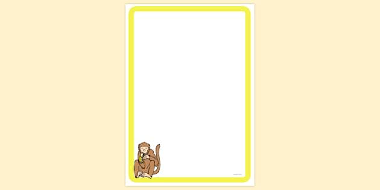 Monkey Eating a Banana Page Border | Page Borders | Twinkl