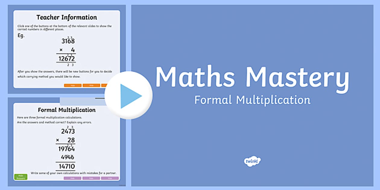 Year 6 Calculation Formal Multiplication Maths Mastery Activities ...