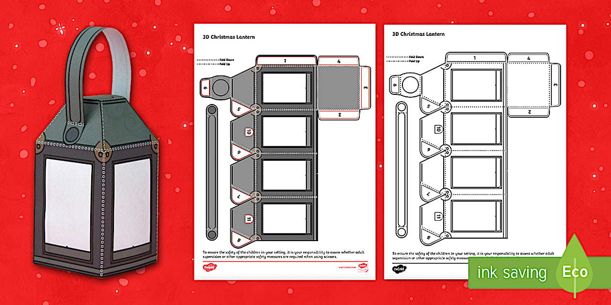 Simple 3D Traditional Christmas Paper Lantern Craft Activity