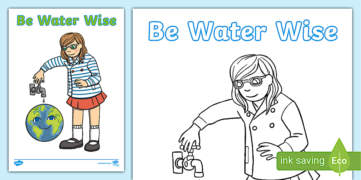 Water Wise Colouring Page (teacher made) - Twinkl