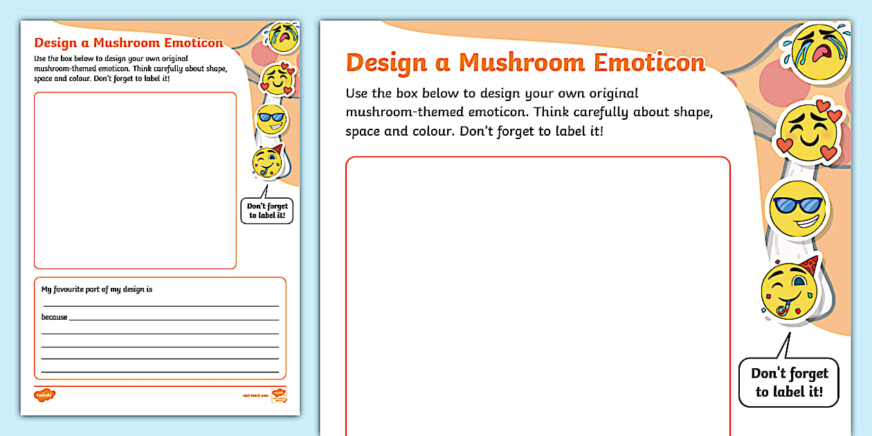 Design Your Own Mushroom Emoticon Activity Sheet