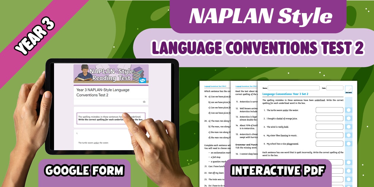 NAPLAN Style Year 3 Language Conventions Digital Form Test 2