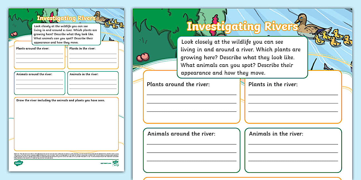 Investigating Rivers Worksheet