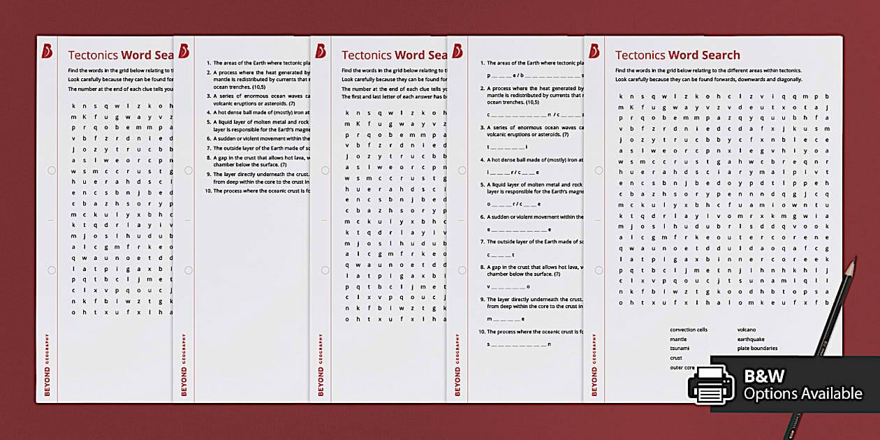 KS3 and KS4 Tectonics Word Search (teacher made) - Twinkl