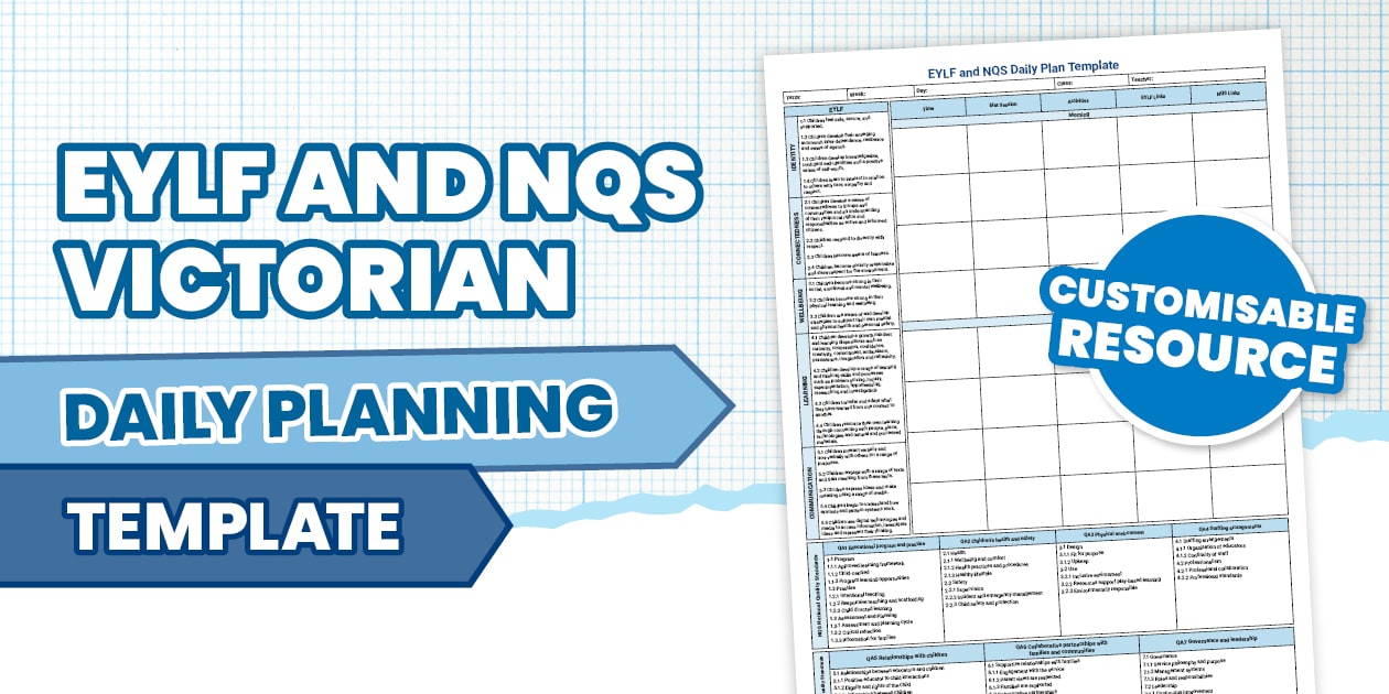 EYLF and NQS Daily Plan A3 Template
