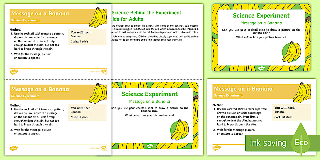 EYFS Message on a Banana Science Experiment and Prompt Card Pack