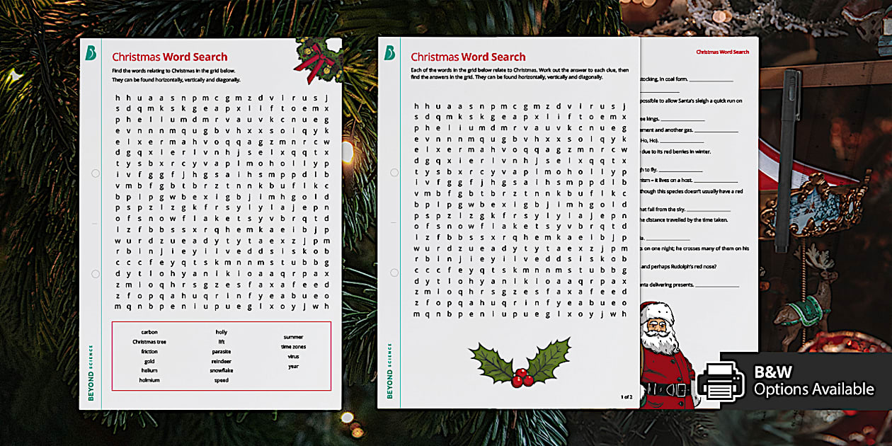 Christmas Science Word Search (professor feito) - Twinkl