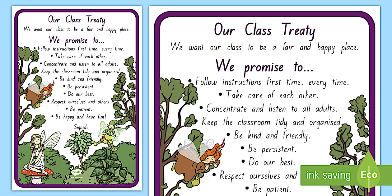 Class Agreement Fairy-Themed Display Poster - Twinkl