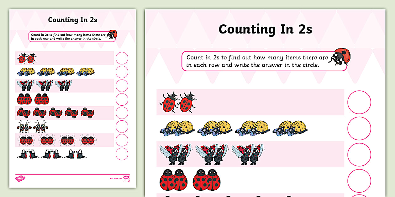 👉 Ladybird Counting in 2s Worksheet (teacher made)