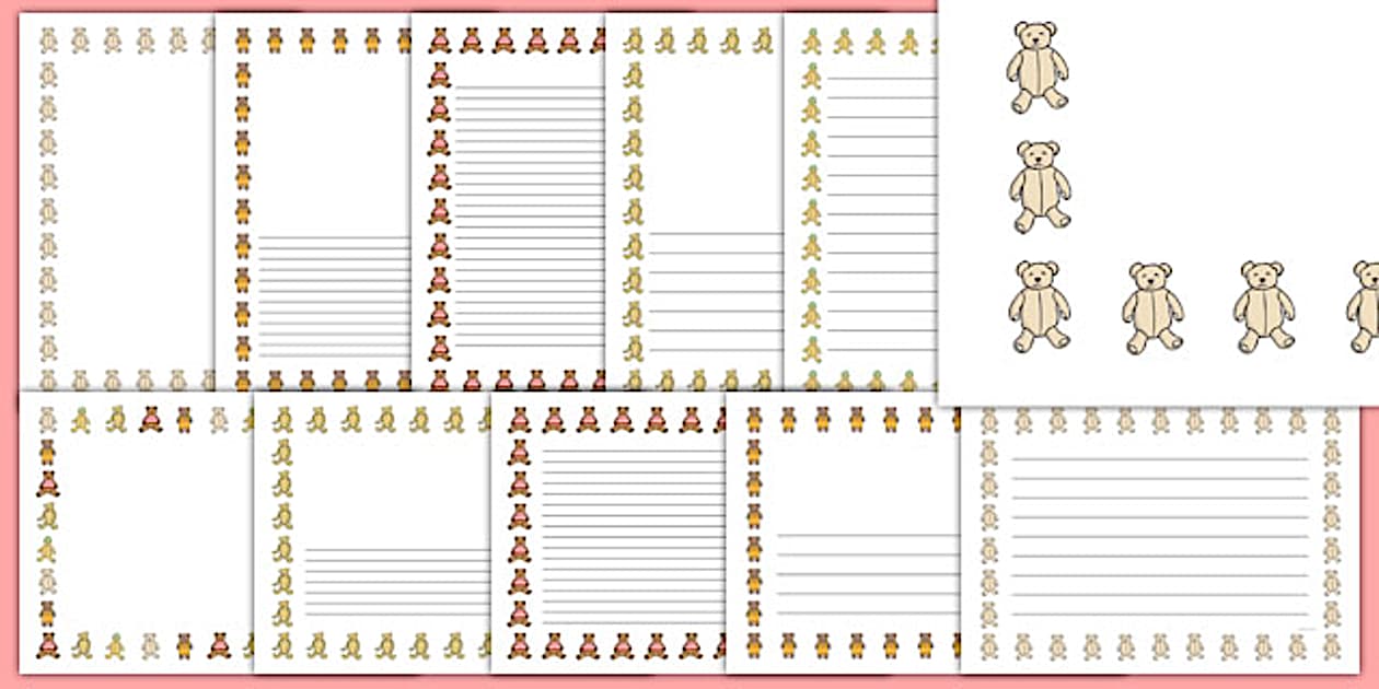 Editable Teddy Bear Page Borders - KS1 - Twinkl
