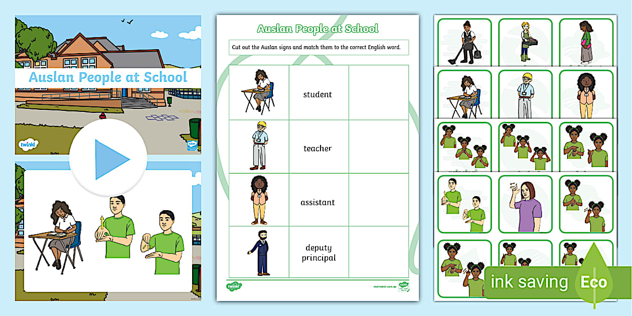 Auslan People at School Pack (Teacher-Made) - Twinkl