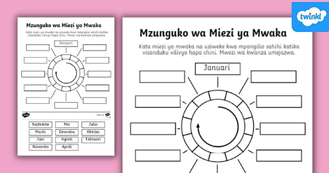 Karatasi ya Kazi ya Mizunguko ya Miezi ya Mwaka na Fimbo