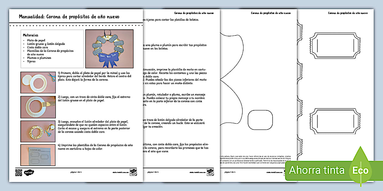 Manualidad: Corona de propósitos de año nuevo - Twinkl