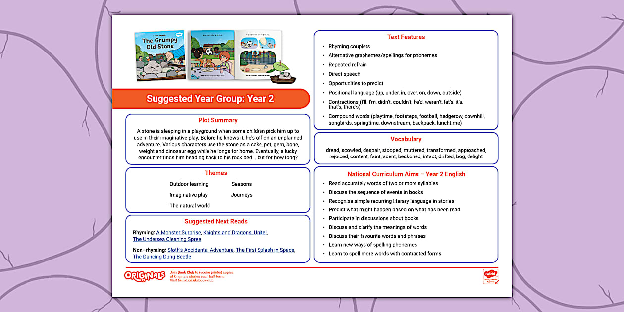 Book Summary One-Pager: The Grumpy Old Stone (teacher made)