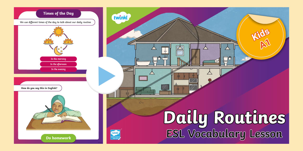 ESL My Daily Routine Lesson for Kids at the A1 Level