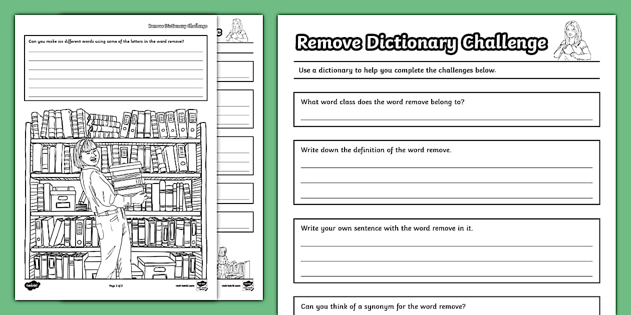 Remove (6 Letters) Dictionary Challenge Activity - Twinkl