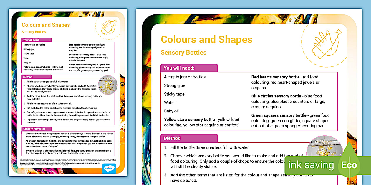 Colours and Shapes Sensory Bottles (teacher made) - Twinkl