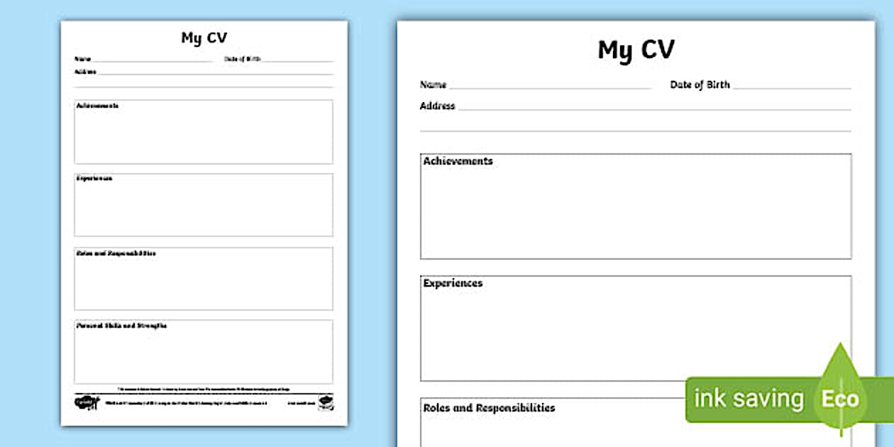 Goals and Aspirations LKS2 My CV Activity Sheet - Twinkl