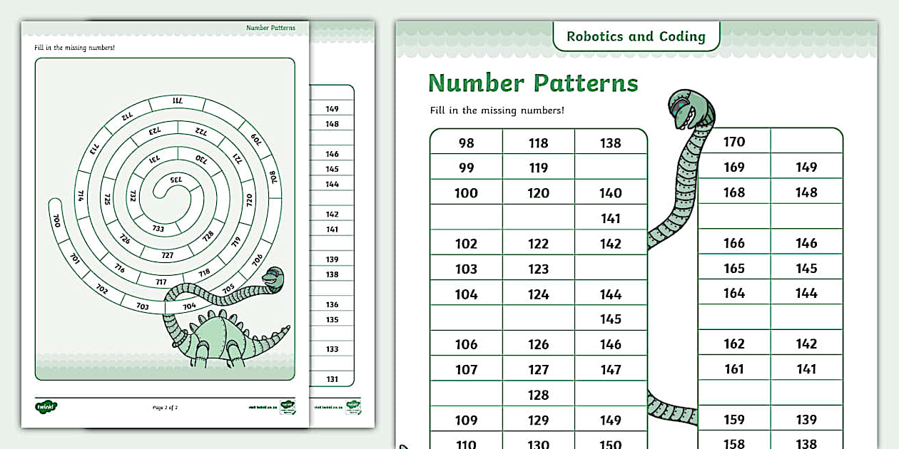 Grade 3 - Coding - Worksheet: Number Patterns (CAPS Aligned)
