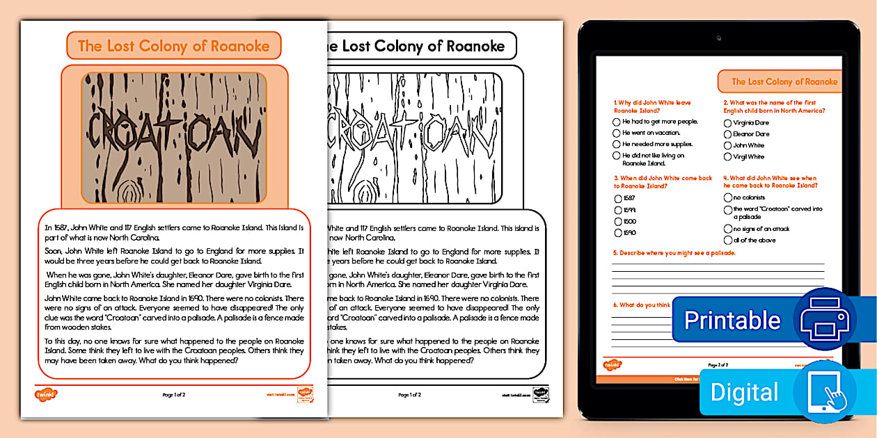 Second Grade Roanoke Reading Comprehension | Twinkl USA