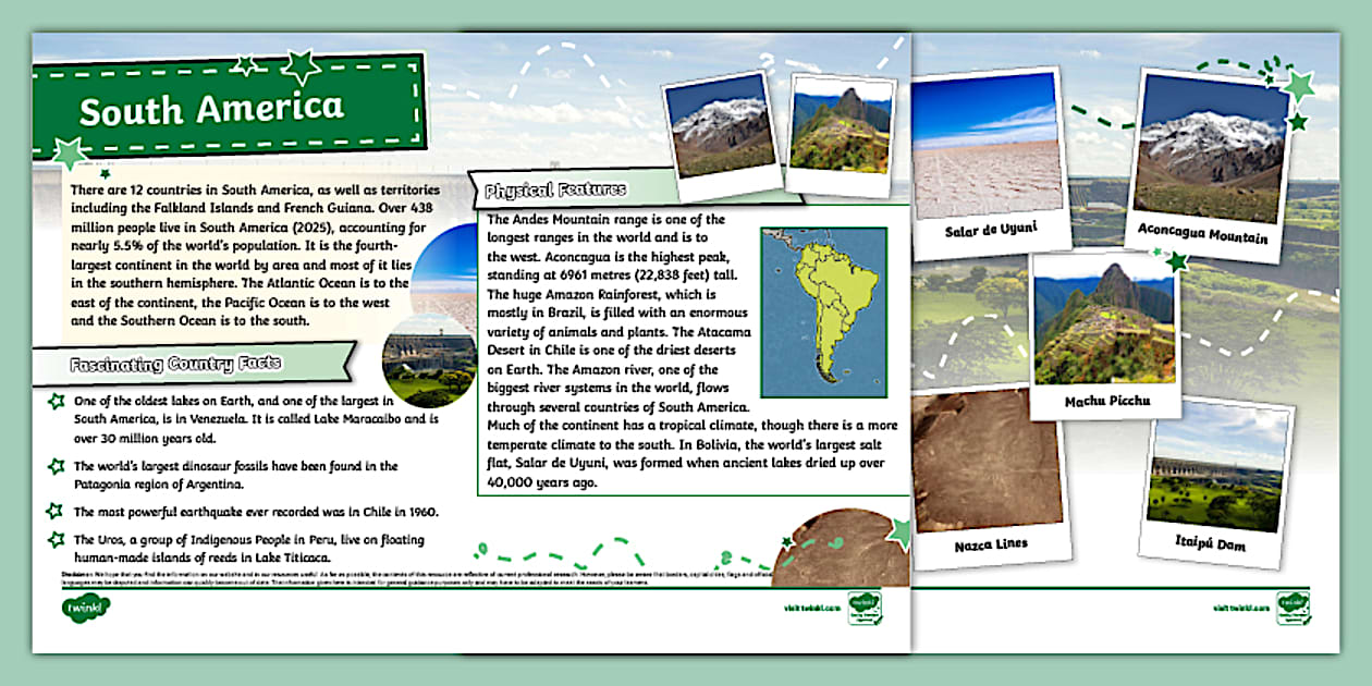 KS2 South America Fact File - Twinkl - Geography - Twinkl