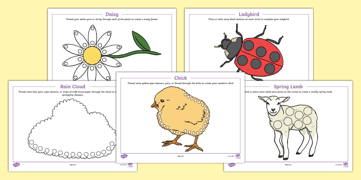 Springtime Fine Motor Cut Outs (teacher made) - Twinkl