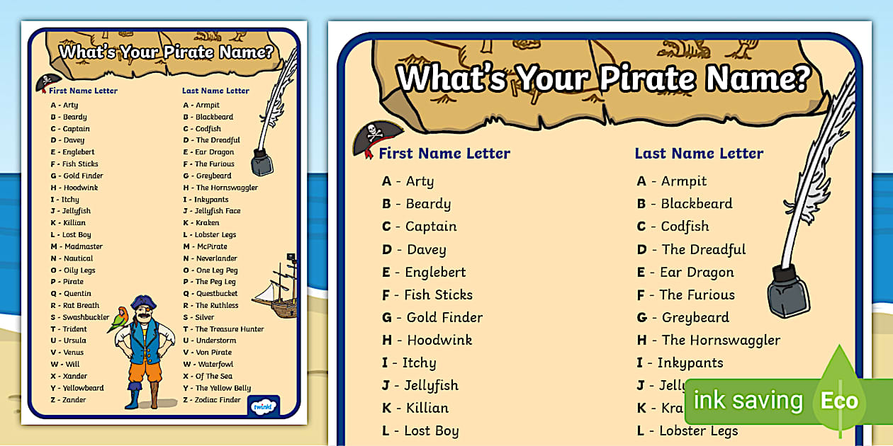 Pirate Name Generator- International Talk Like a Pirate Day