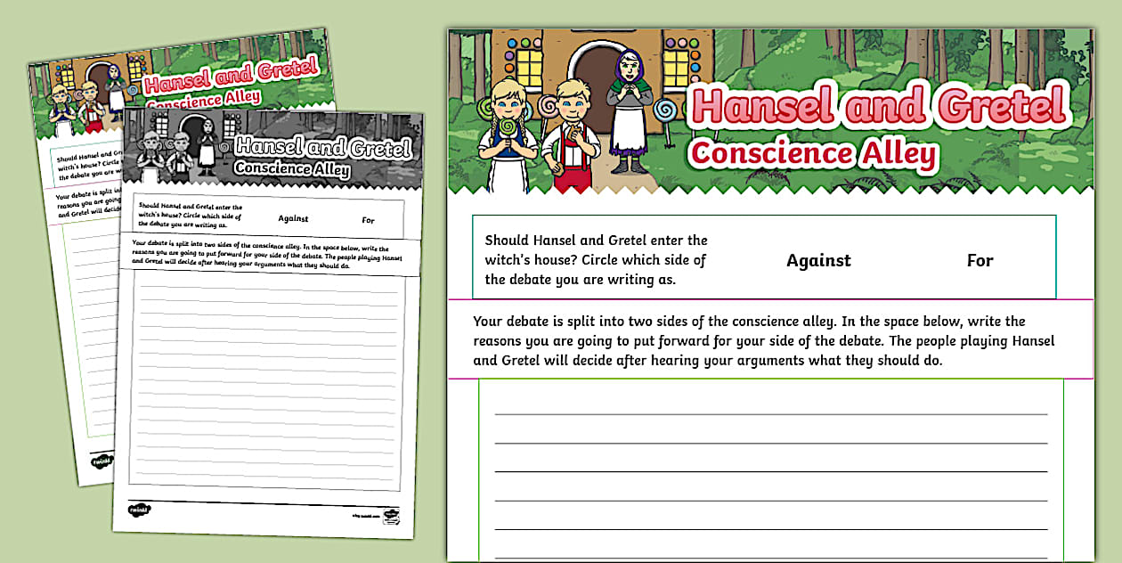 Hansel and Gretel Conscience Alley Writing Frame - Twinkl
