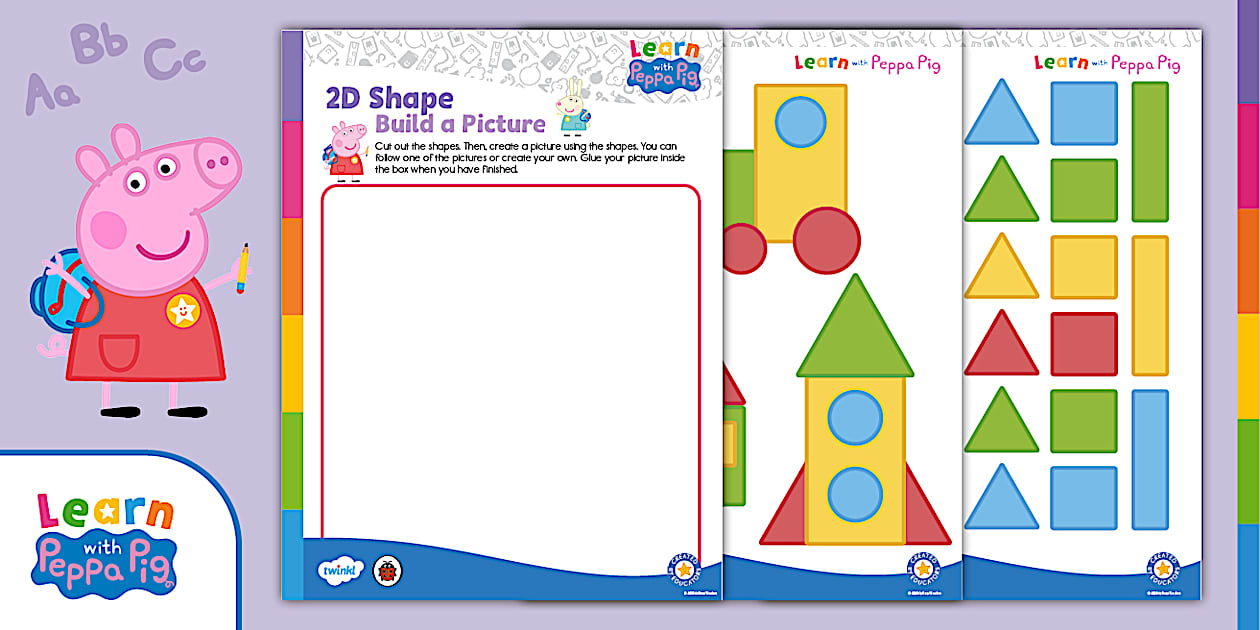 FREE! - Peppa Pig: 2D Shapes Build a Picture Worksheet